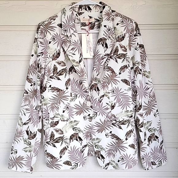 Solitaire | Jackets & Coats | Nwt Solitaire Linen Blend Tropical Leaves ...